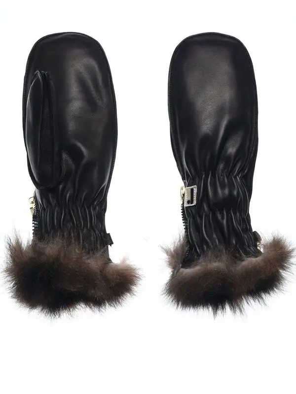 RESTELLI Water-repellent Nappa Mittens - Black