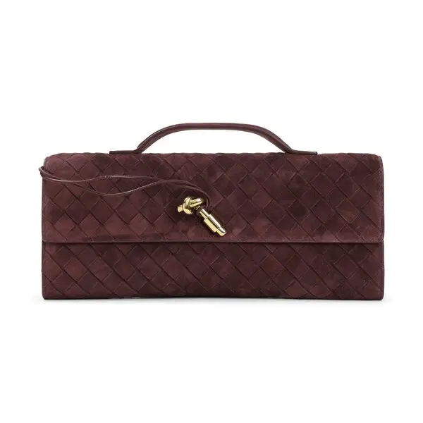Bottega Veneta Andiamo Suede Clutch - Red