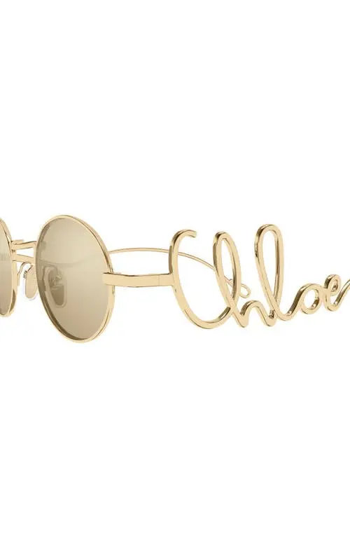 Chloé Ch0413s Small 44mm Round Sunglasses - Gold