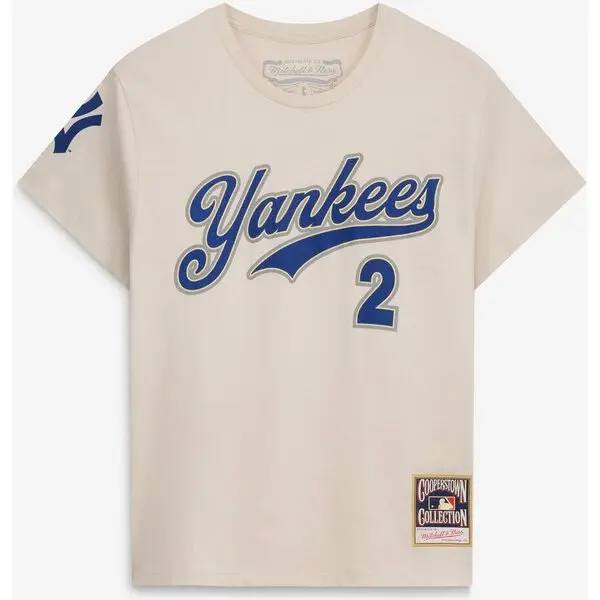 Mitchell & Ness Derek Jeter New York Yankees Cooperstown Name & Number Throwback T-shirt - Cream