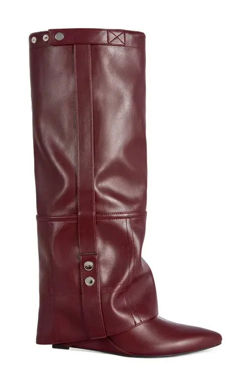 AZALEA WANG Railay Faux Leather Wedge Boot