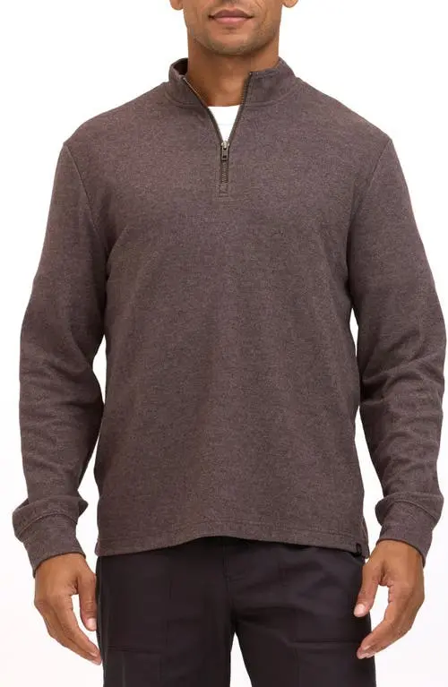 THREADS 4 THOUGHT Kace Herringbone Brushed Jacquard Quarter Zip Pullover - Cocoa