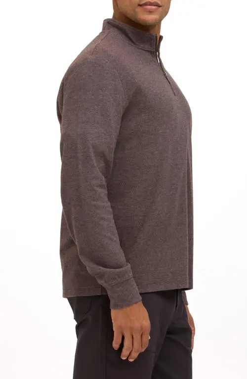 THREADS 4 THOUGHT Kace Herringbone Brushed Jacquard Quarter Zip Pullover - Cocoa