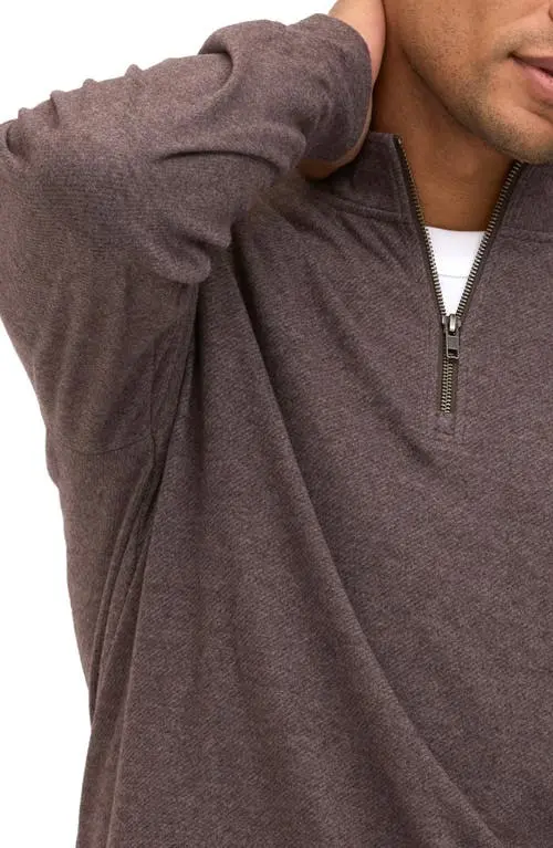 THREADS 4 THOUGHT Kace Herringbone Brushed Jacquard Quarter Zip Pullover - Cocoa
