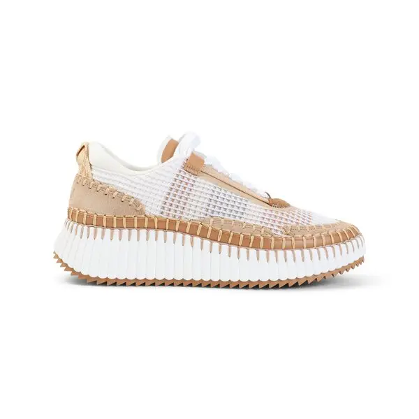 Chloé Nama Sneaker In Lower-impact Mesh - Brown