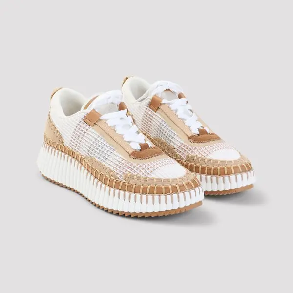 Chloé Nama Sneaker In Lower-impact Mesh - Brown