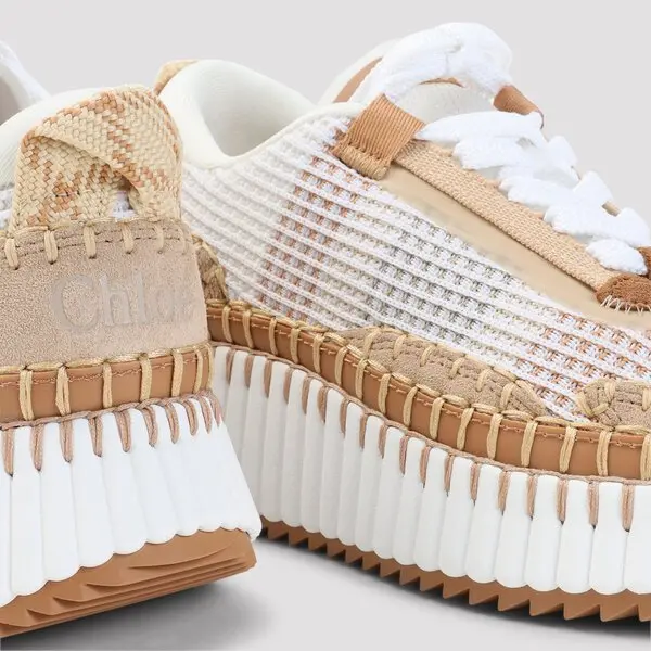 Chloé Nama Sneaker In Lower-impact Mesh - Brown