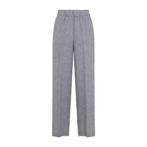 Peserico Linen Straight Pants - Blue