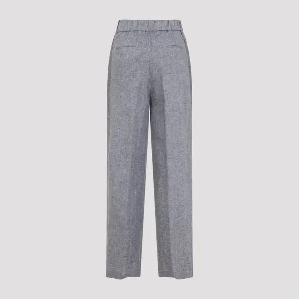Peserico Linen Straight Pants - Blue