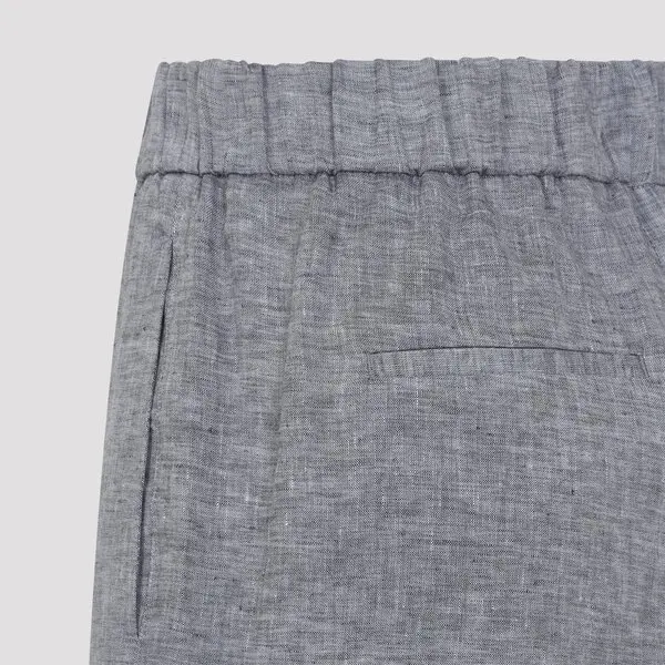 Peserico Linen Straight Pants - Blue