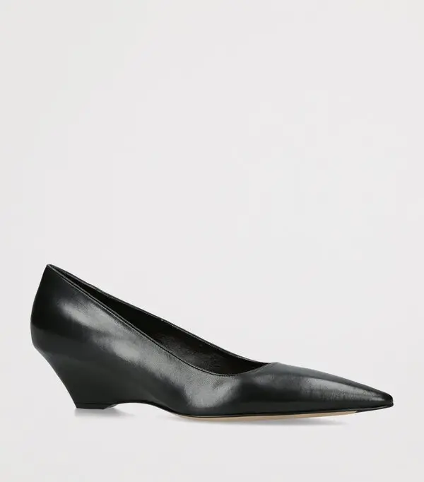 THE ROW Liisa Leather Wedge Pumps 45