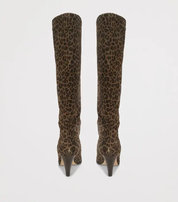 Kurt Geiger Suede Leopard Print Lambeth Knee-high Boots