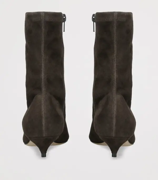 THE ROW Liisa Suede Kitten Ankle Boots 35