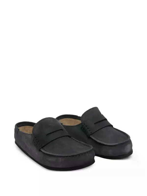 BIRKENSTOCK Suede Slip-on Slippers - Grey