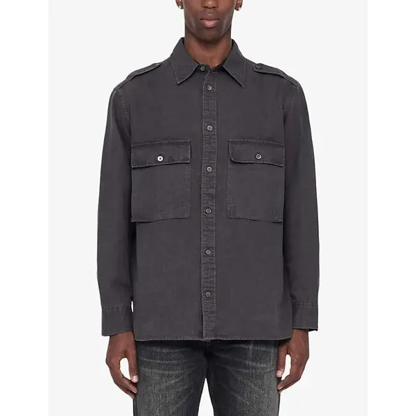 ALLSAINTS Hart Long-sleeve Cotton Shirt - Anthracite Bla
