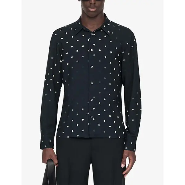 ALLSAINTS Fade Polka-dot Long-sleeve Cotton Shirt - Navy Blue