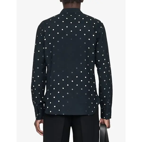 ALLSAINTS Fade Polka-dot Long-sleeve Cotton Shirt - Navy Blue