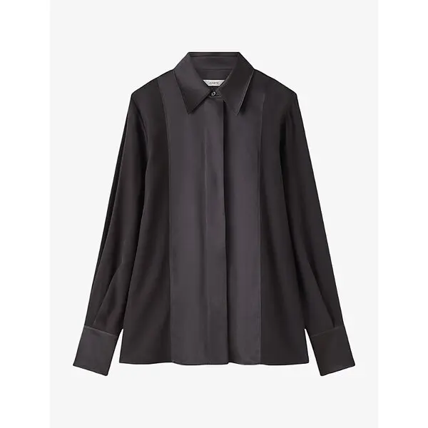 JOSEPH Childs Panelled Relaxed-fit Silk Blouse - Graphite