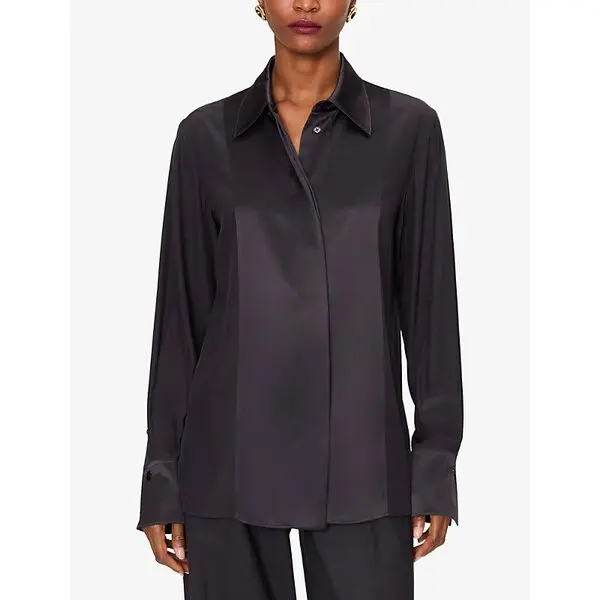 JOSEPH Childs Panelled Relaxed-fit Silk Blouse