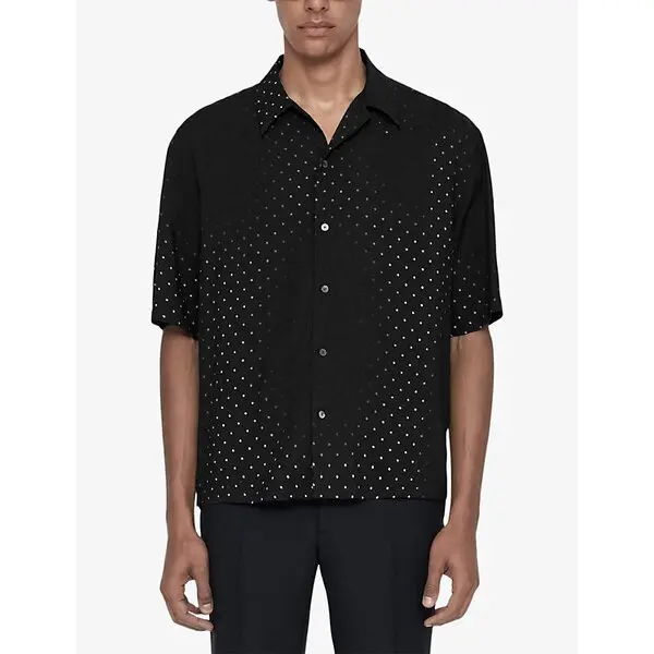 ALLSAINTS Fade Polka-dot Short-sleeve Linen-blend Shirt