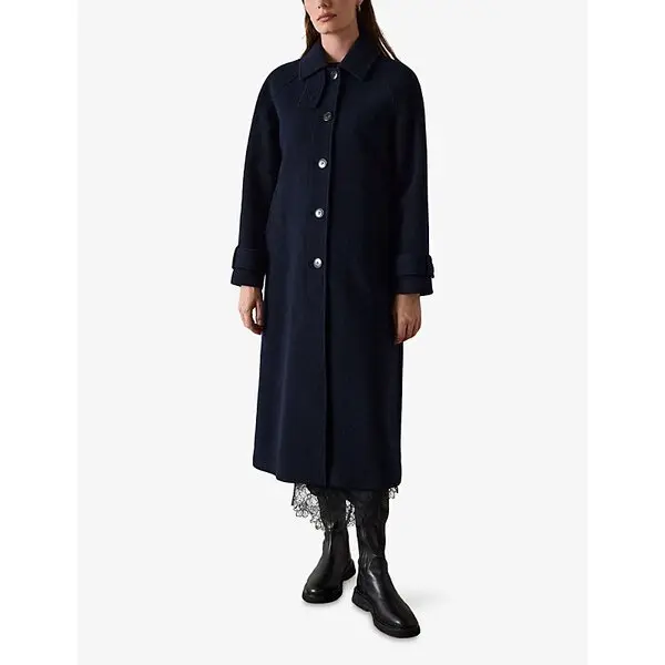 Whistles Collared Button-down Wool And Cashmere Car Coat