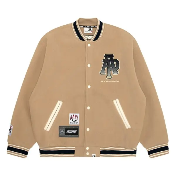 AAPE Logo Varsity Jacket 'beige/light