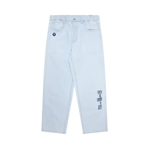 AAPE Moonface Embroidered Denim Pants /white