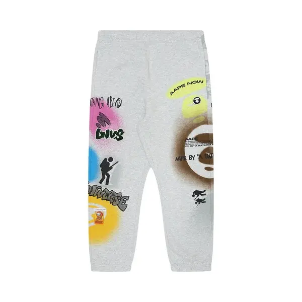 AAPE Moonface Paint Graffiti Sweatpants /heather