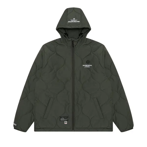 AAPE Moonface Patch Hooded Quilted Jacket 'khaki/grey