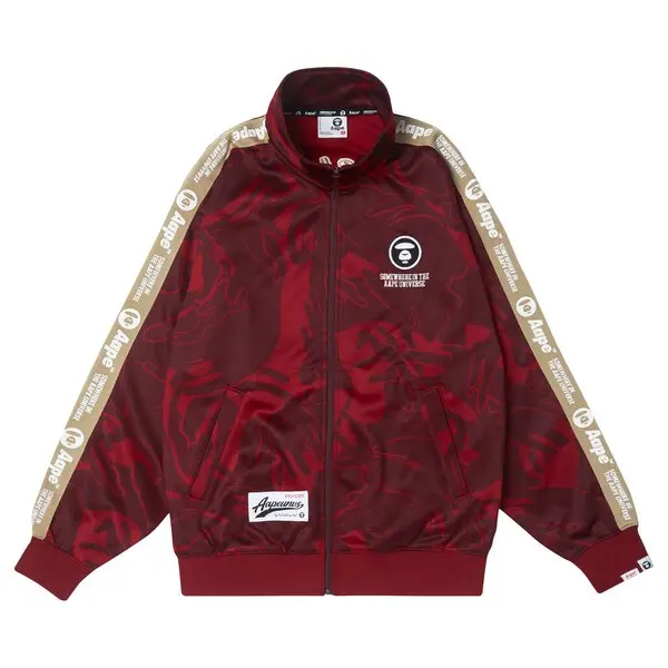 AAPE Moonface Embroidered Track Jacket 'burgundy/multi