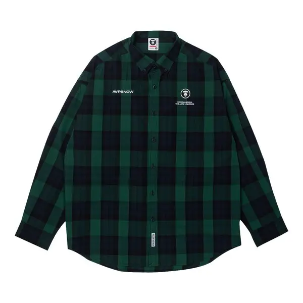 AAPE Moonface Check Shirt 'navy/green