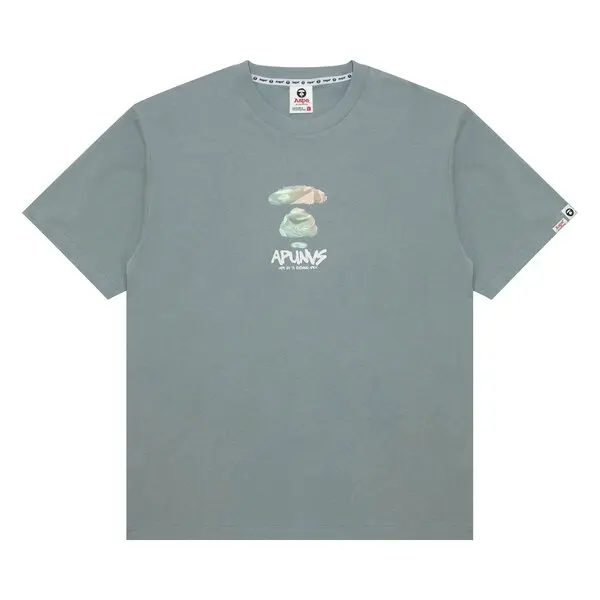 AAPE Unvs Moonface Logo Tee /blue