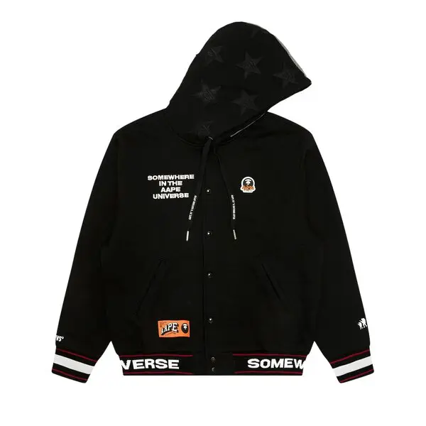 AAPE Moonface Logo Hooded Varsity Jacket