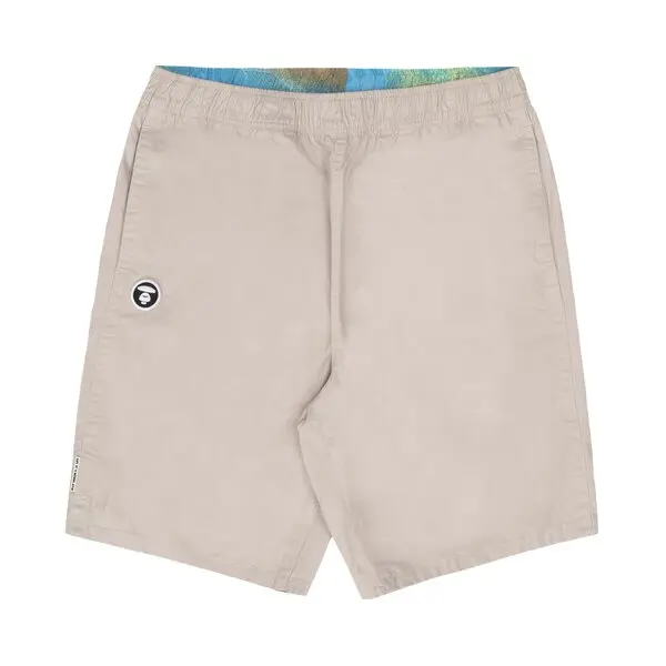 AAPE Moonface Embroidered Reversible Camo Shorts 'beige/grey