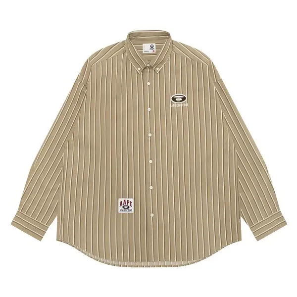 AAPE Now Moonface Logo Long Sleeve Shirt 'beige/ivory