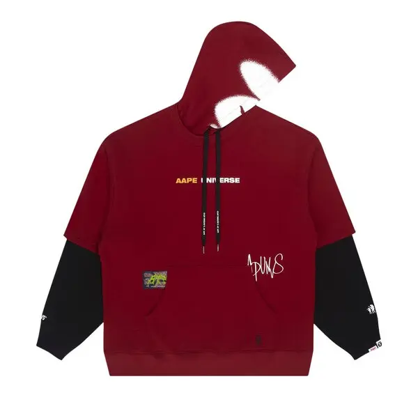 AAPE Moonface Layered Hoodie 'burgundy
