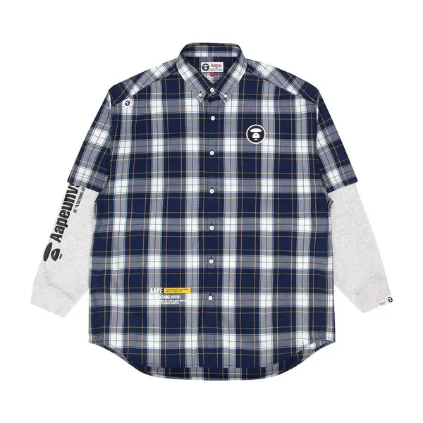 AAPE Moonface Panelled Button-down Shirt 'navy/ivory