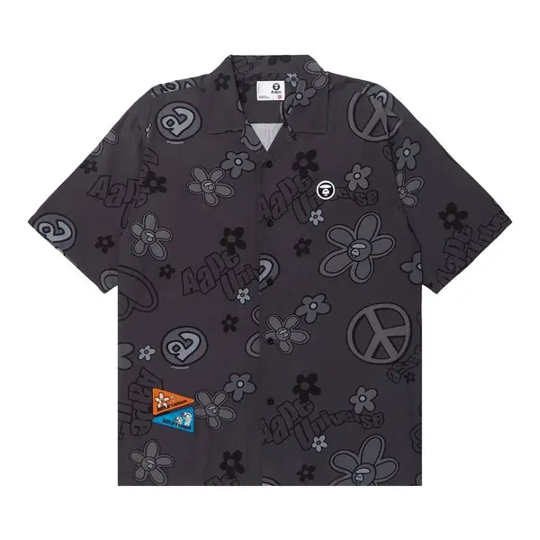AAPE Moonface Graphic Patterned Short-sleeve Shirt /grey