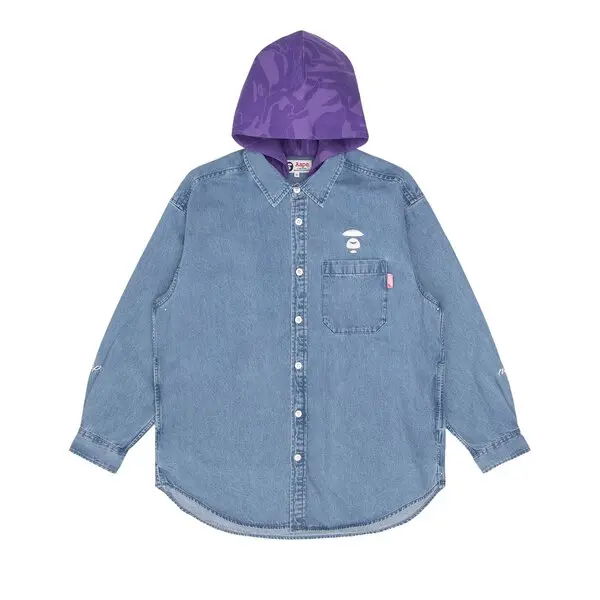 AAPE Moonface Embroidered Hooded Shirt /light