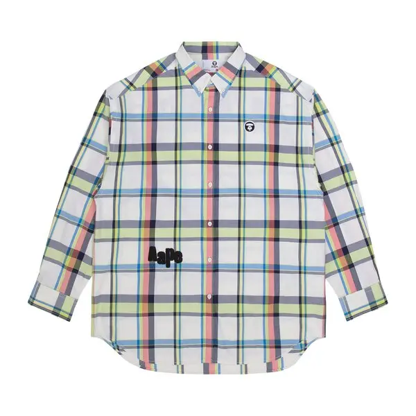 AAPE Moonface Plaid Button-down Shirt 'ivory/charcoal