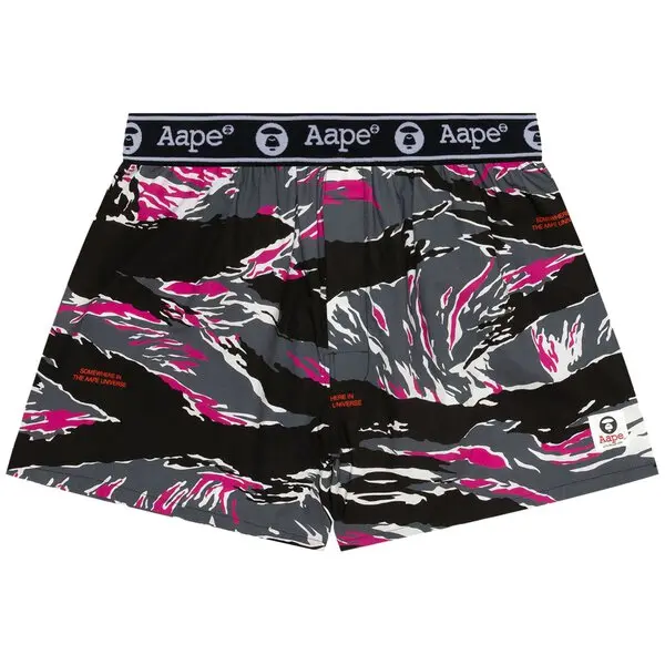 AAPE Moonface Logo Camo Print Boxer Shorts /pink