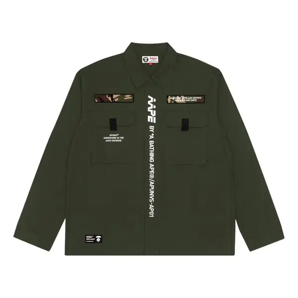 AAPE Logo Work Shirt 'khaki/dark