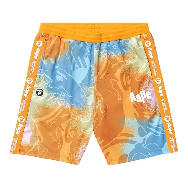 AAPE Moonface Embroidered Camo Sweat Shorts 'multi