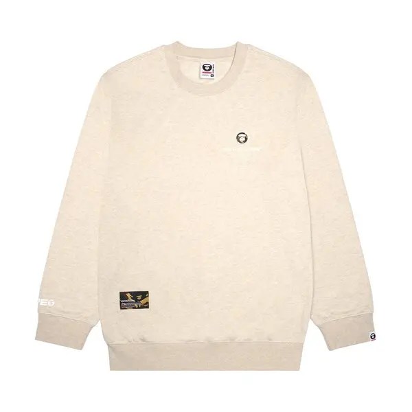AAPE Moonface Camo Patch Sweatshirt 'beige/heather