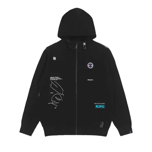 AAPE Moonface Graphic Print Zip-up Hoodie
