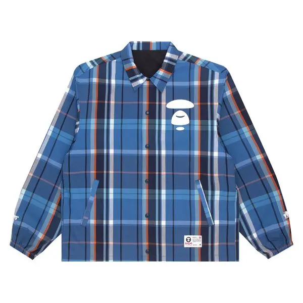 AAPE Moonface Reversible Check Jacket /white