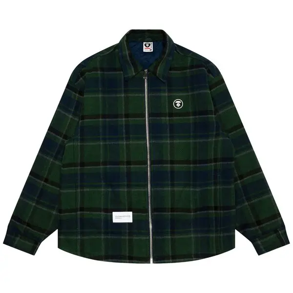 AAPE Moonface Logo Check Zip-up Jacket /white