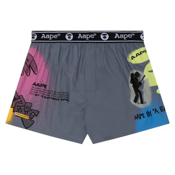 AAPE Moonface Graffiti Printed Boxers /light