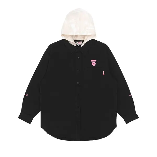 AAPE Moonface Embroidered Hooded Shirt /light
