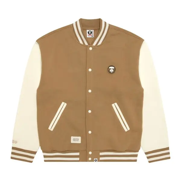 AAPE Now Moonface Varsity Jacket 'beige